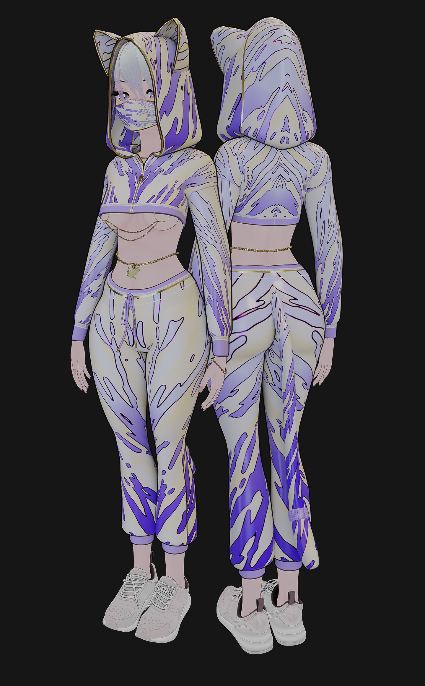 3D model Midnight Tigers Clothes Set - x6 color skins VR / AR / low ...