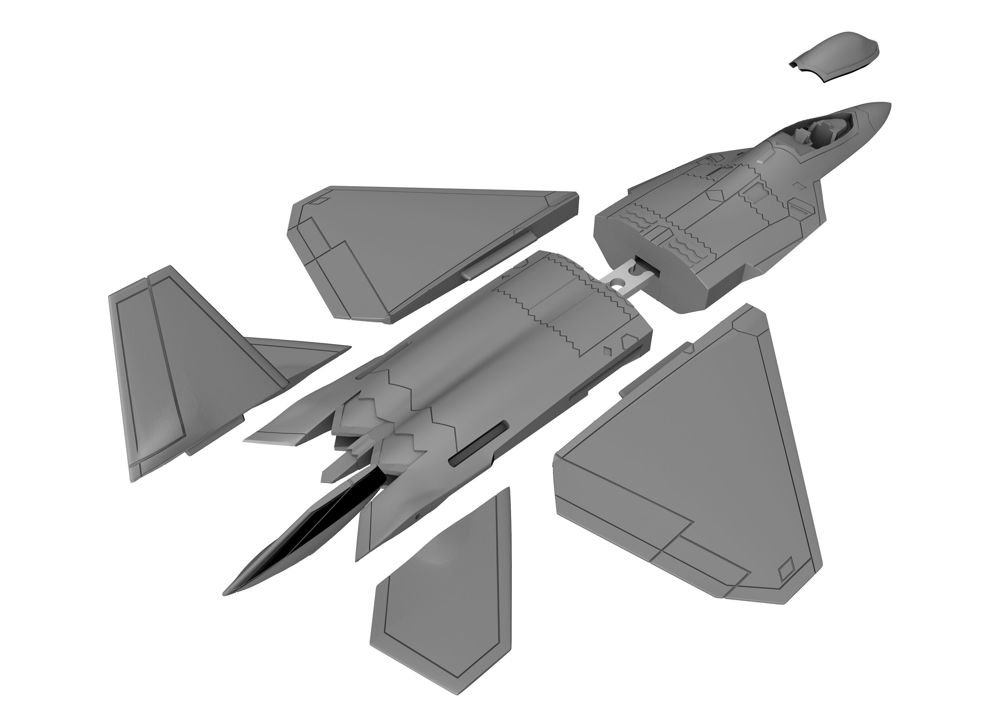 STL FILES OF SCALE MODEL F-22 RAPTOR Scale 1-72 3D model 3D printable ...