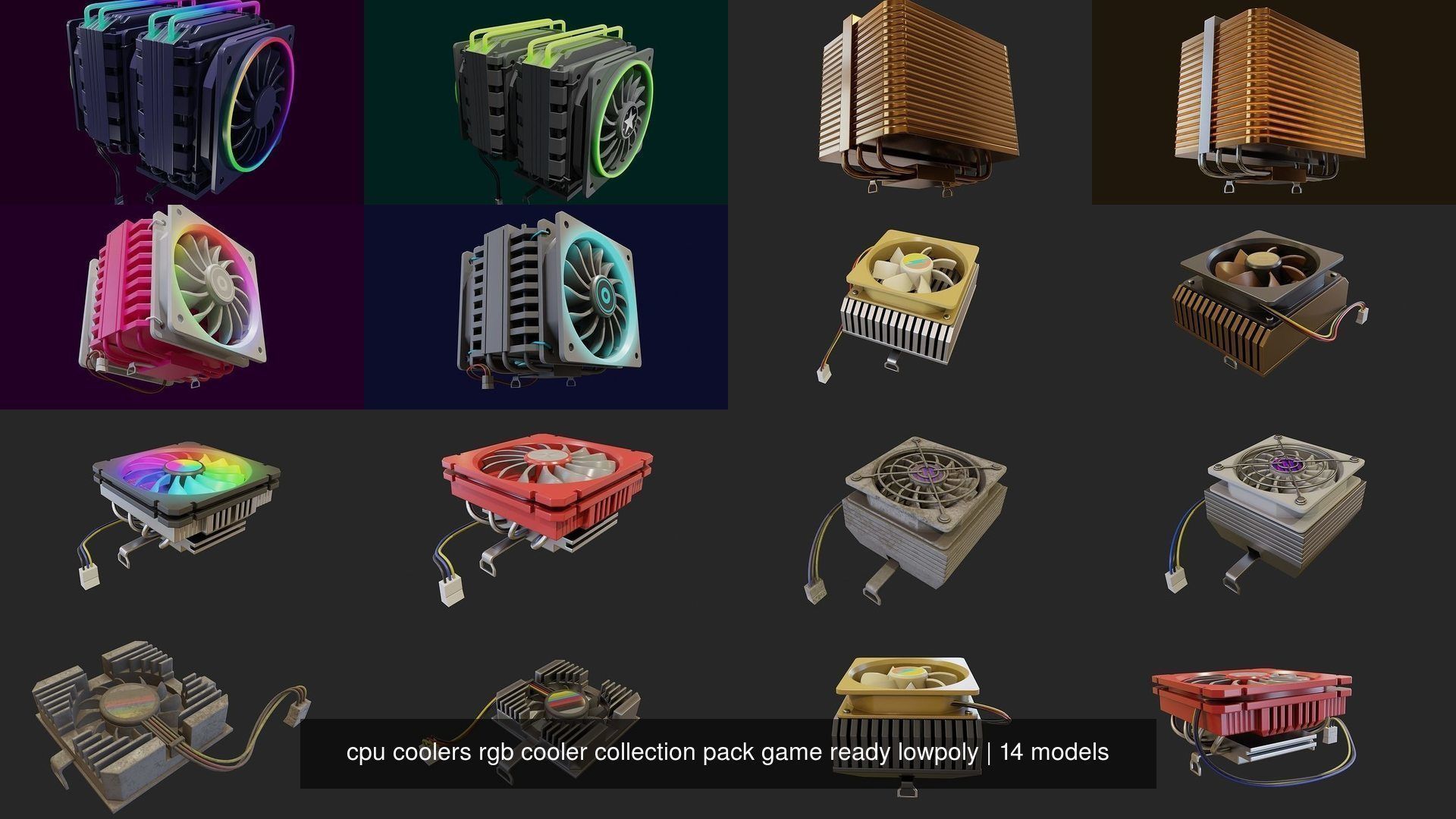 cpu coolers rgb cooler collection pack game ready lowpoly VR / AR / low ...