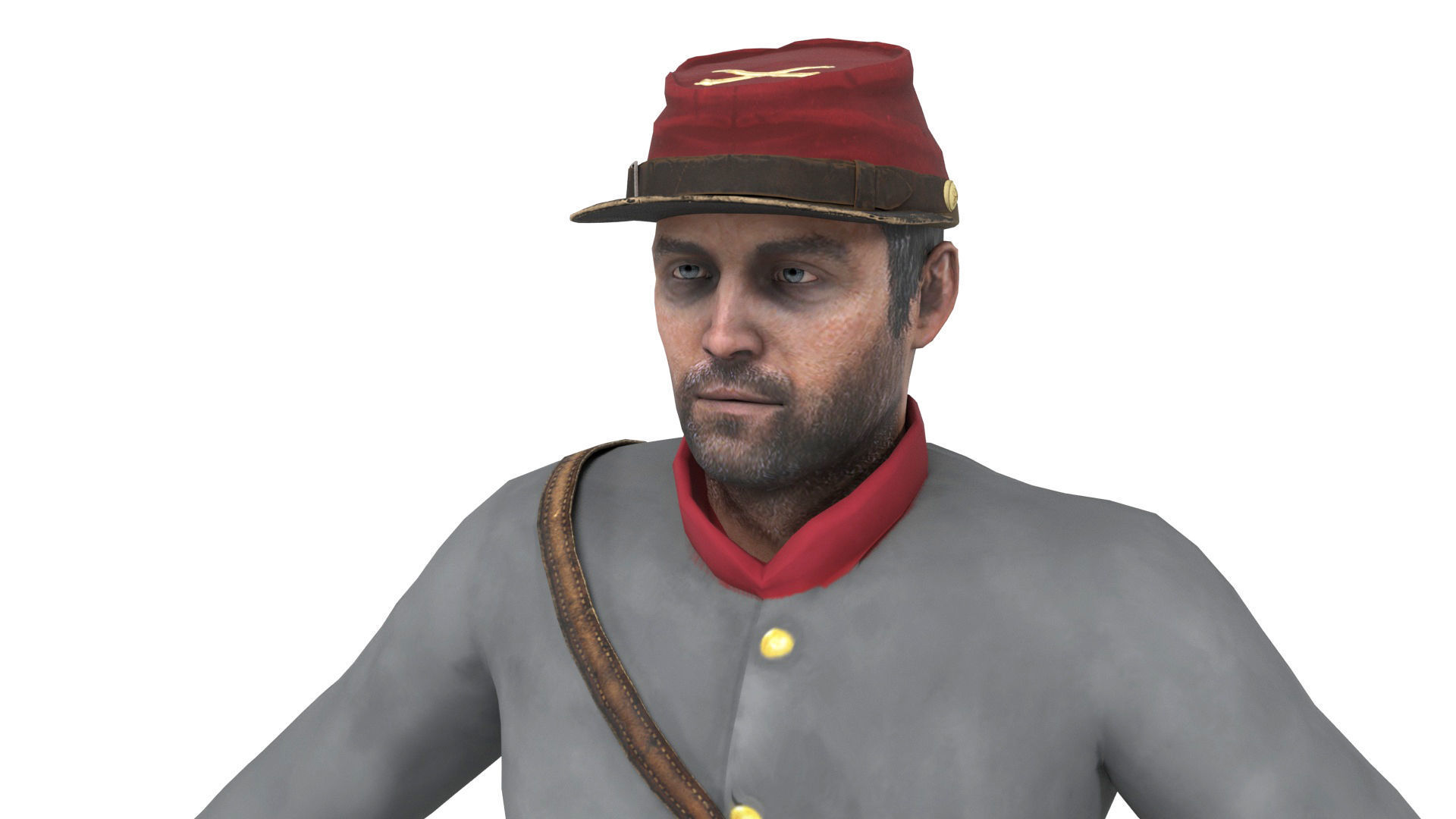 3D model Confederate Soldier 3 - Artillery VR / AR / low-poly rigged ...