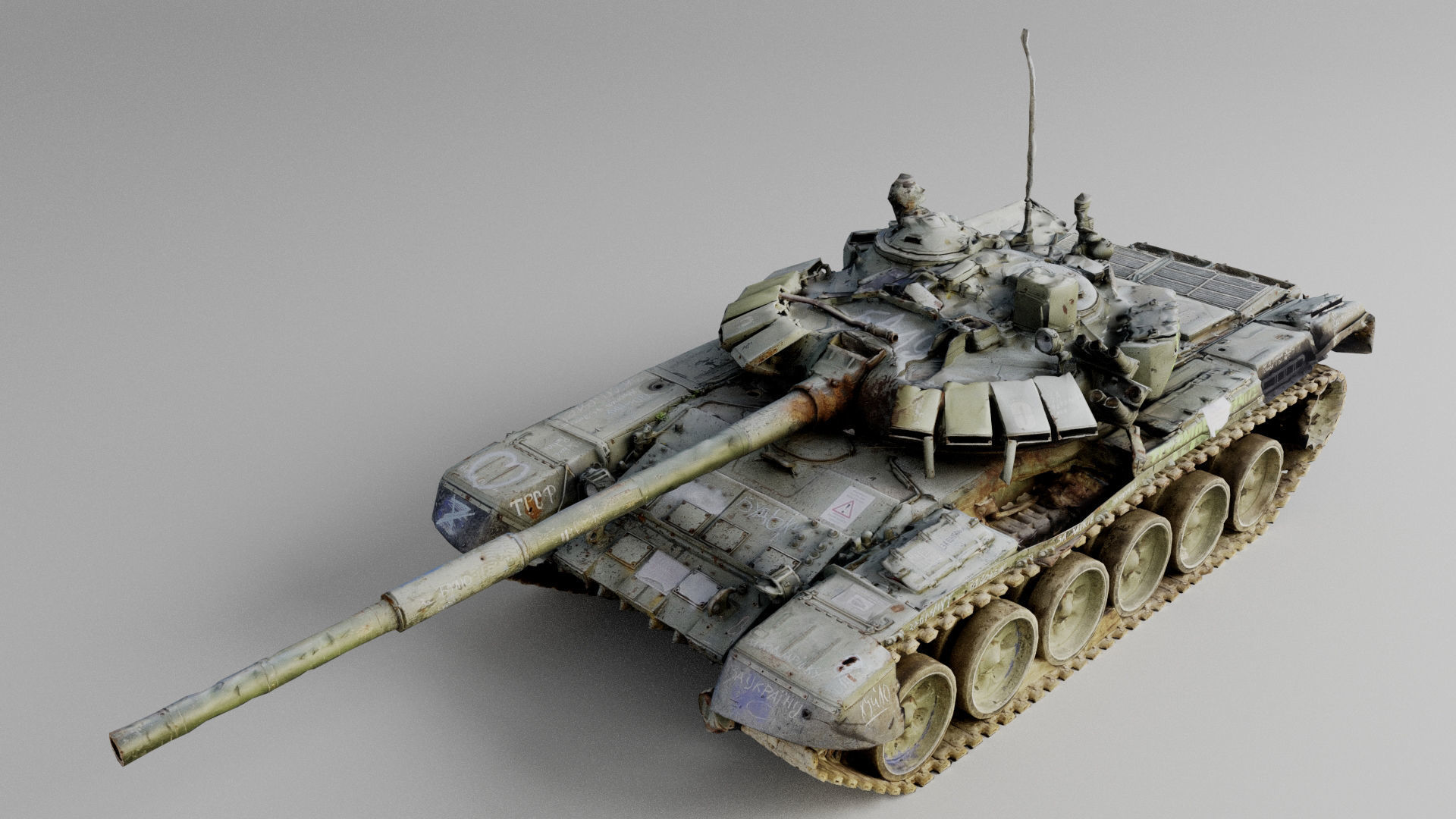Russian T-72B3 tank destroyed by Ukrainian army 3D model | CGTrader