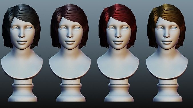 3D model Female hair 4 color VR / AR / low-poly | CGTrader