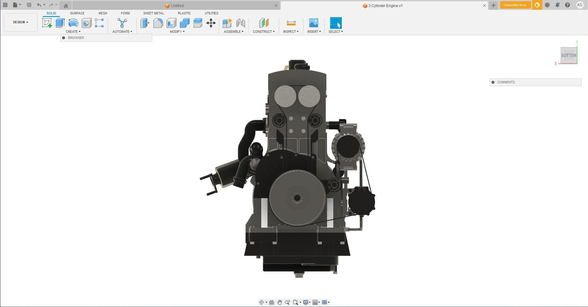 3 Cylinder Engine 3D model 3D printable | CGTrader