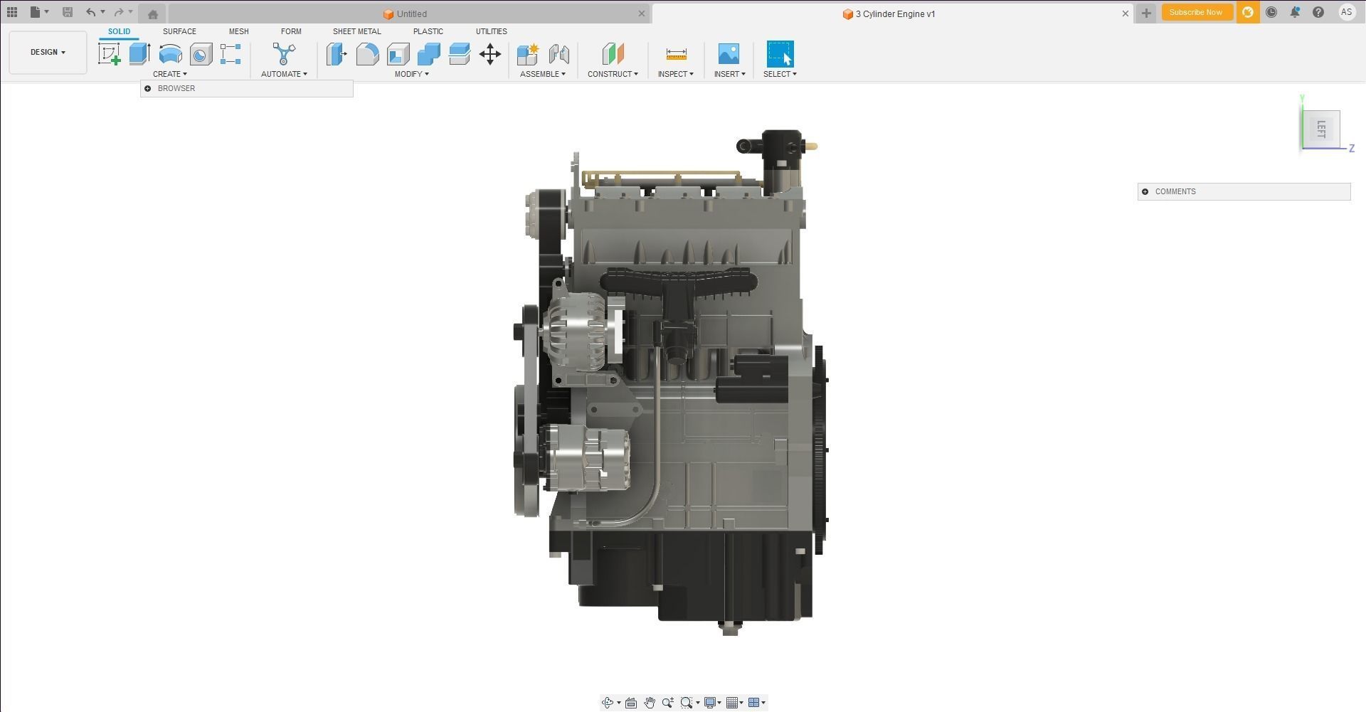 3 Cylinder Engine 3D model 3D printable | CGTrader