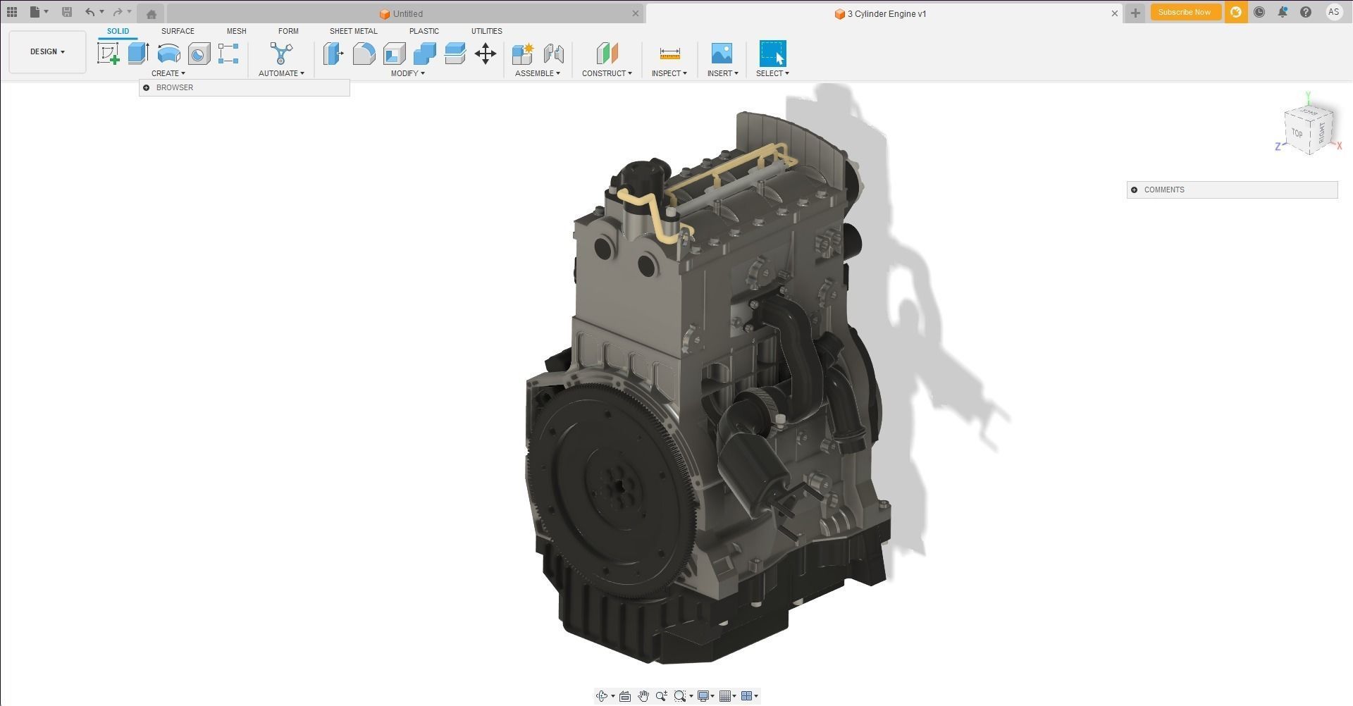 3D model 3 Cylinder Engine VR / AR / low-poly | CGTrader
