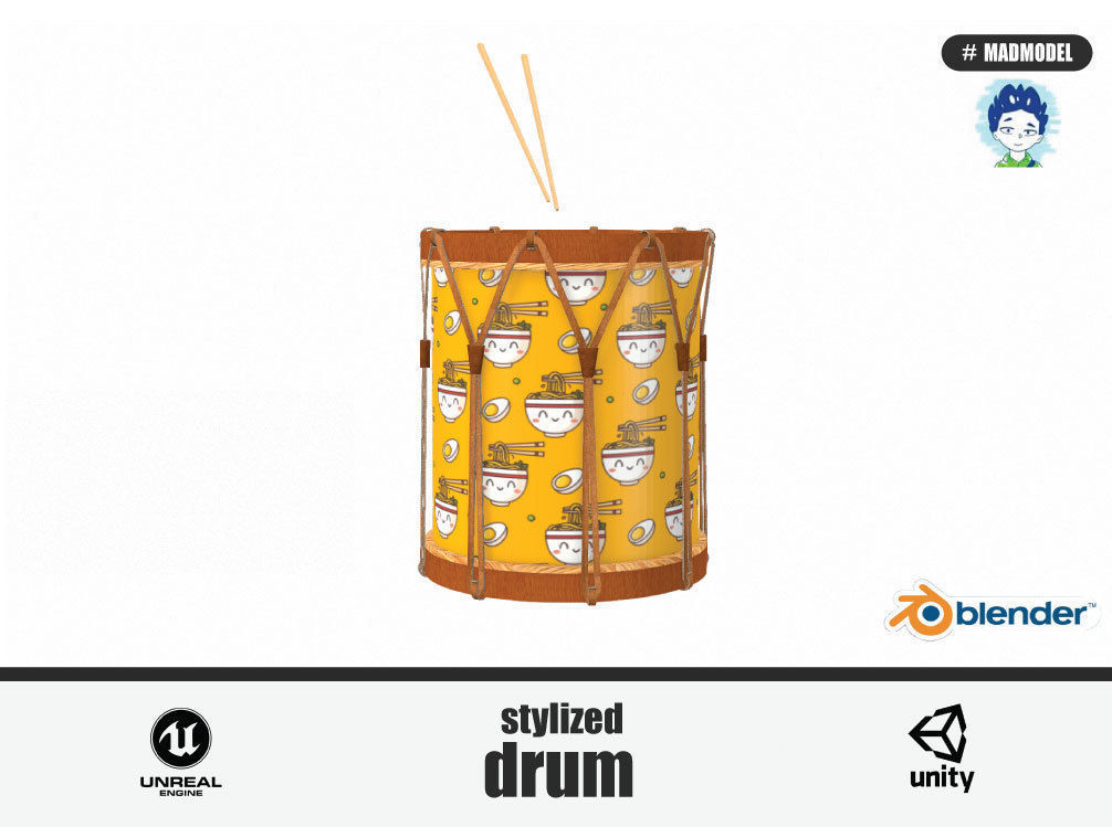 Japanese Noodle Stylized Drum 3D model | CGTrader