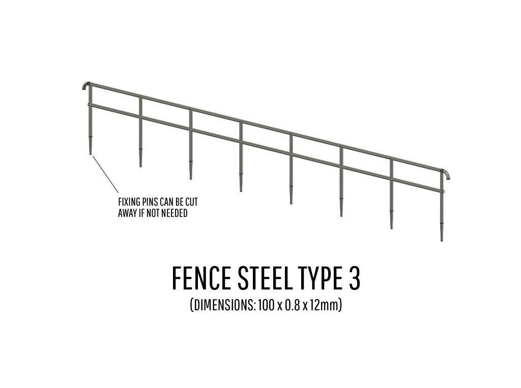 DET-0005 Railroad steel fence set H0-scale 6 items 3D model 3D ...
