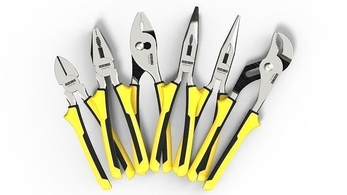 Pliers Set - 6 Pieces 3D model | CGTrader
