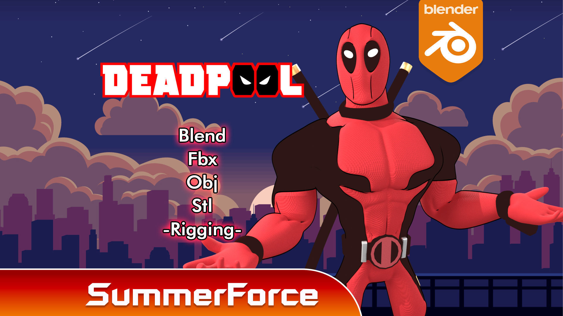 Deadpool - Marvel Comics 3D model rigged | CGTrader