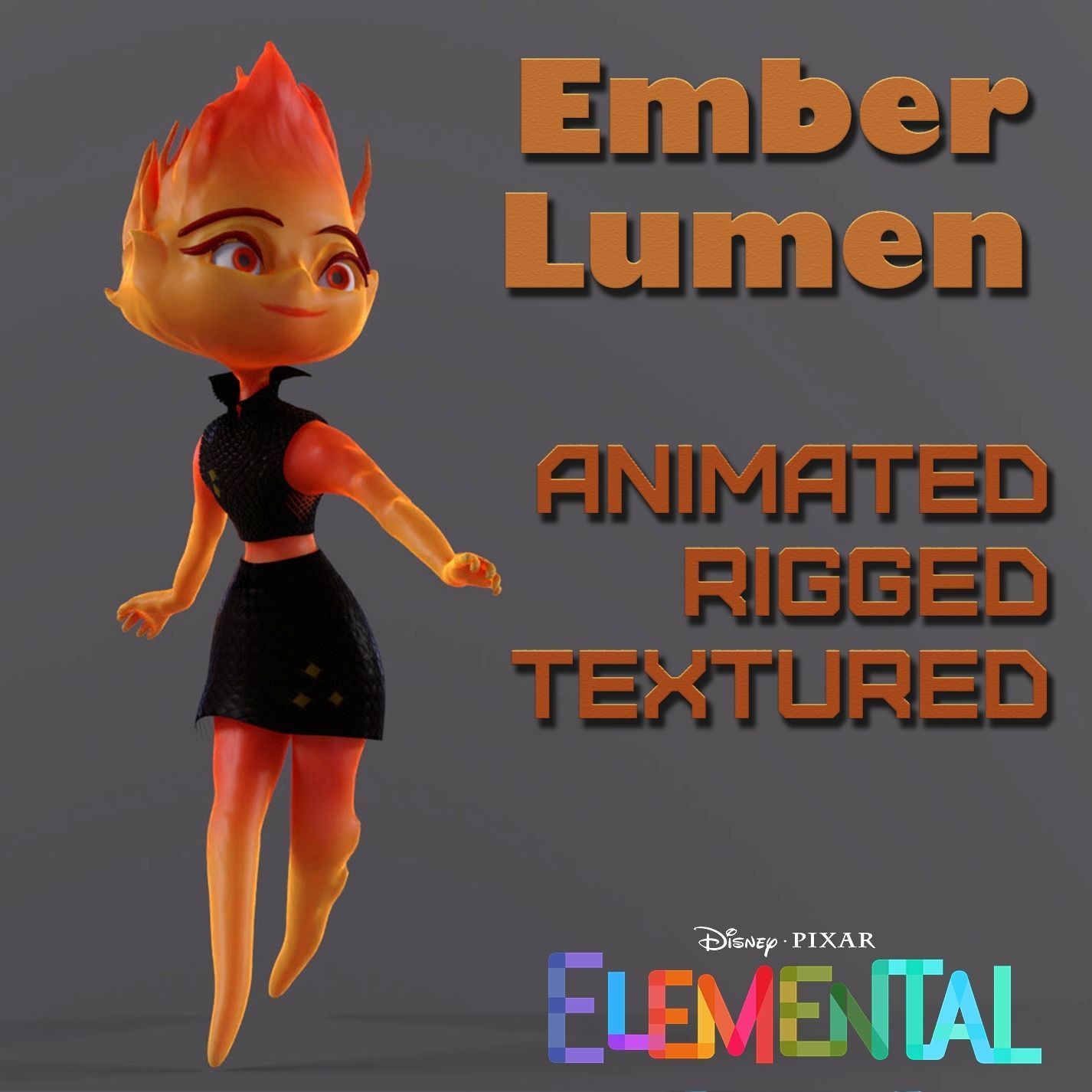 3D model Ember Lumen Pixar Elemental Animated PBR VR / AR / low-poly ...