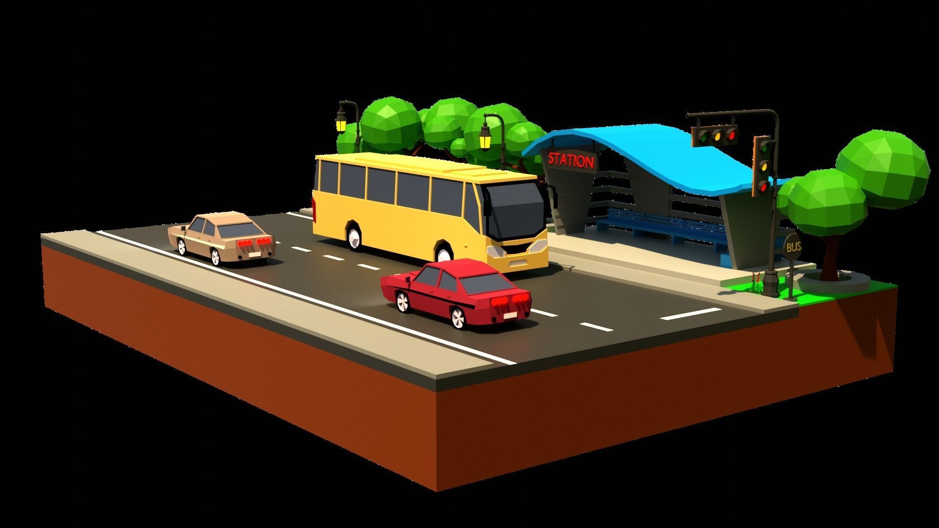 3D model Bus Station H4 VR / AR / low-poly | CGTrader