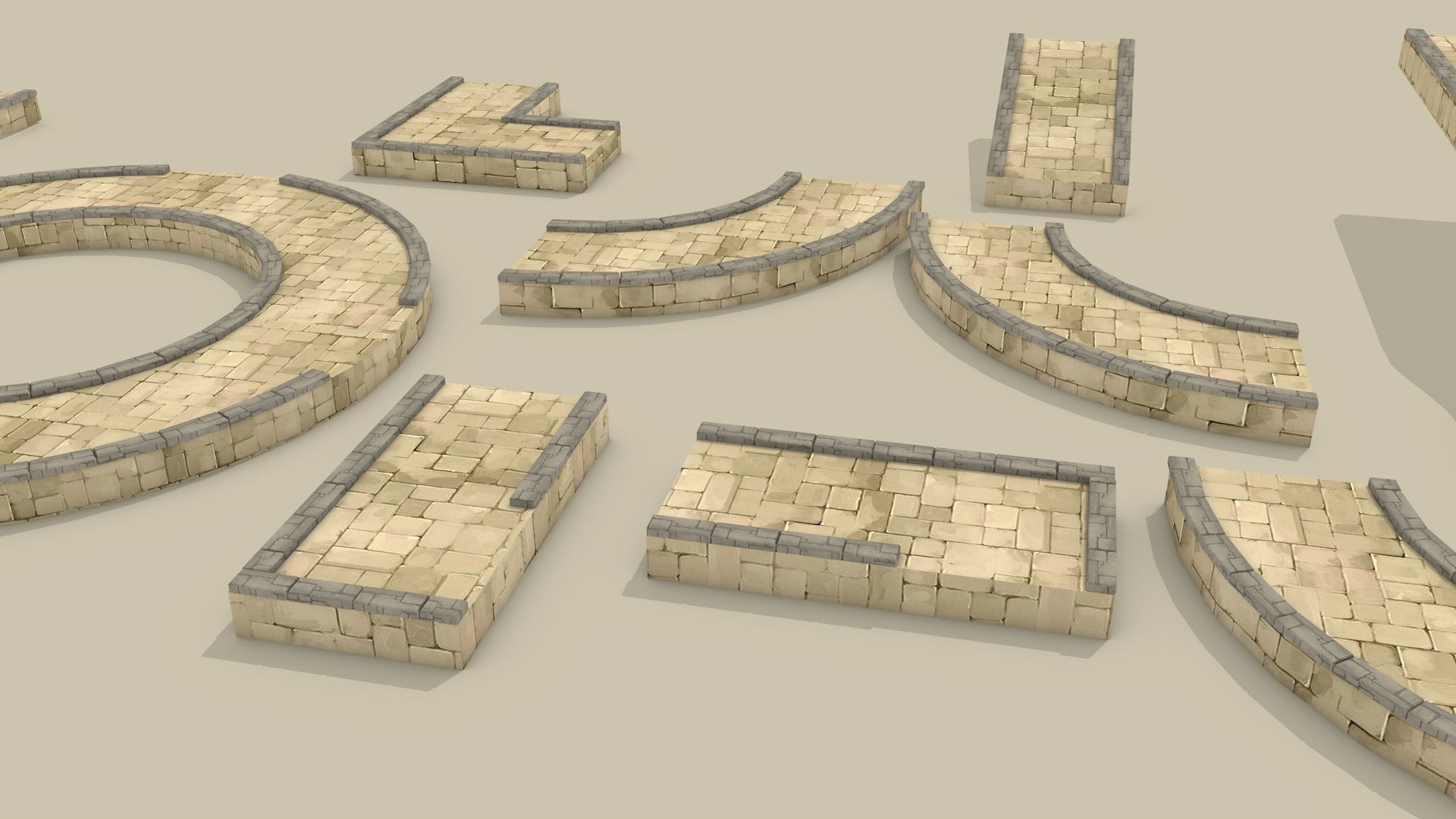 3D model Stylized Lowpoly Modular Roads VR / AR / low-poly | CGTrader