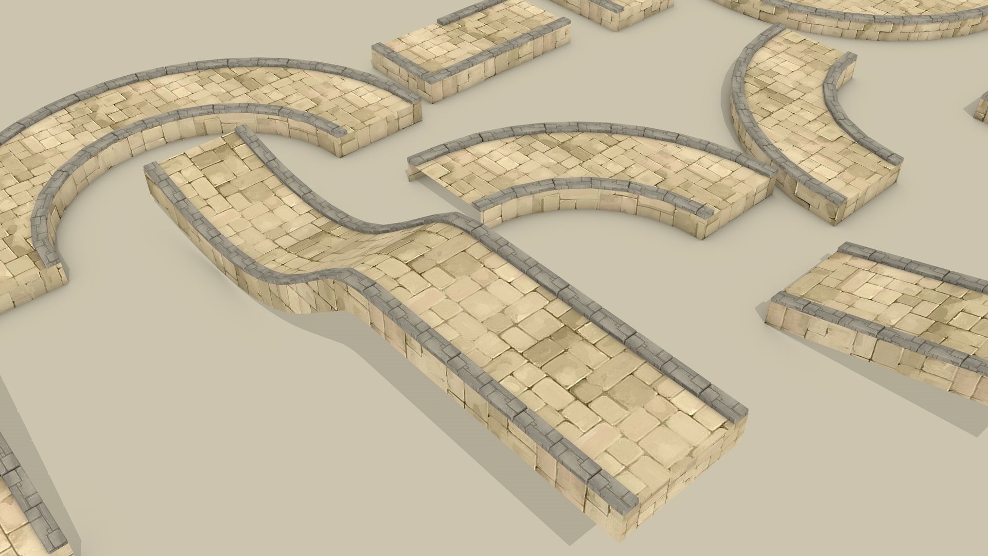 3D model Stylized Lowpoly Modular Roads VR / AR / low-poly | CGTrader