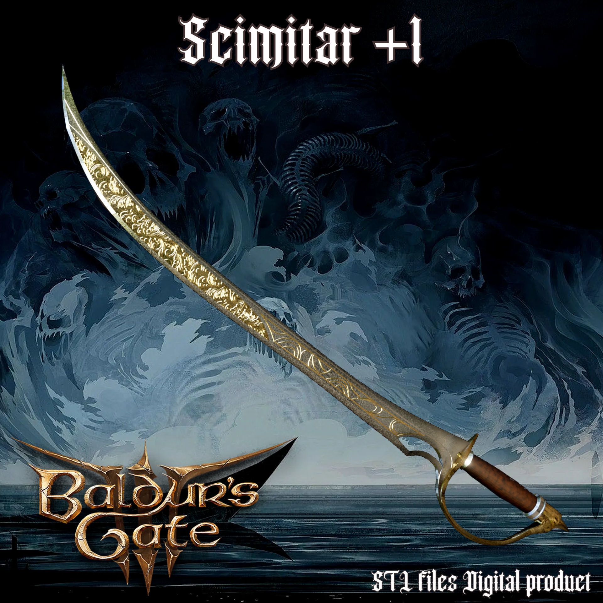 Fantasy Scimitar Blade Baldurs Gate 3 3D model 3D printable | CGTrader