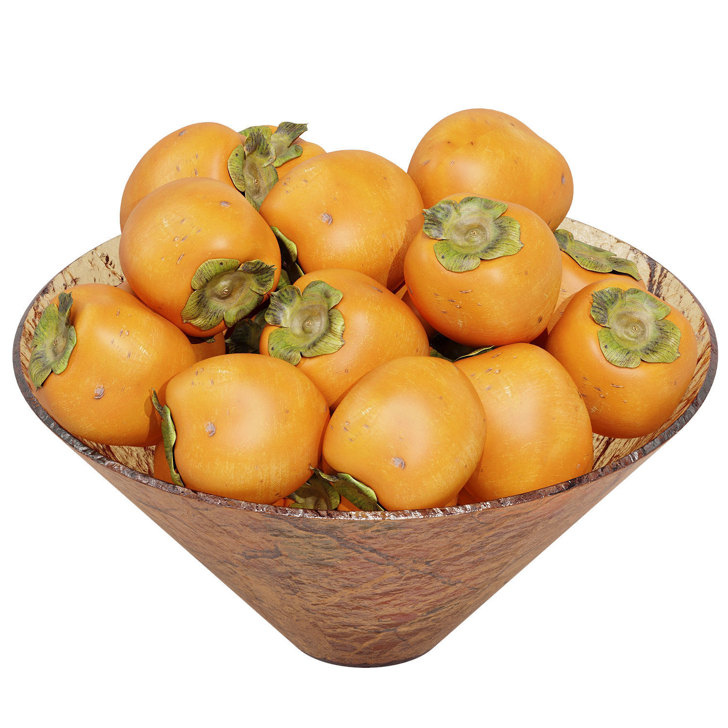 Low Glass Bowl Centerpiece with Persimmons 3D model | CGTrader