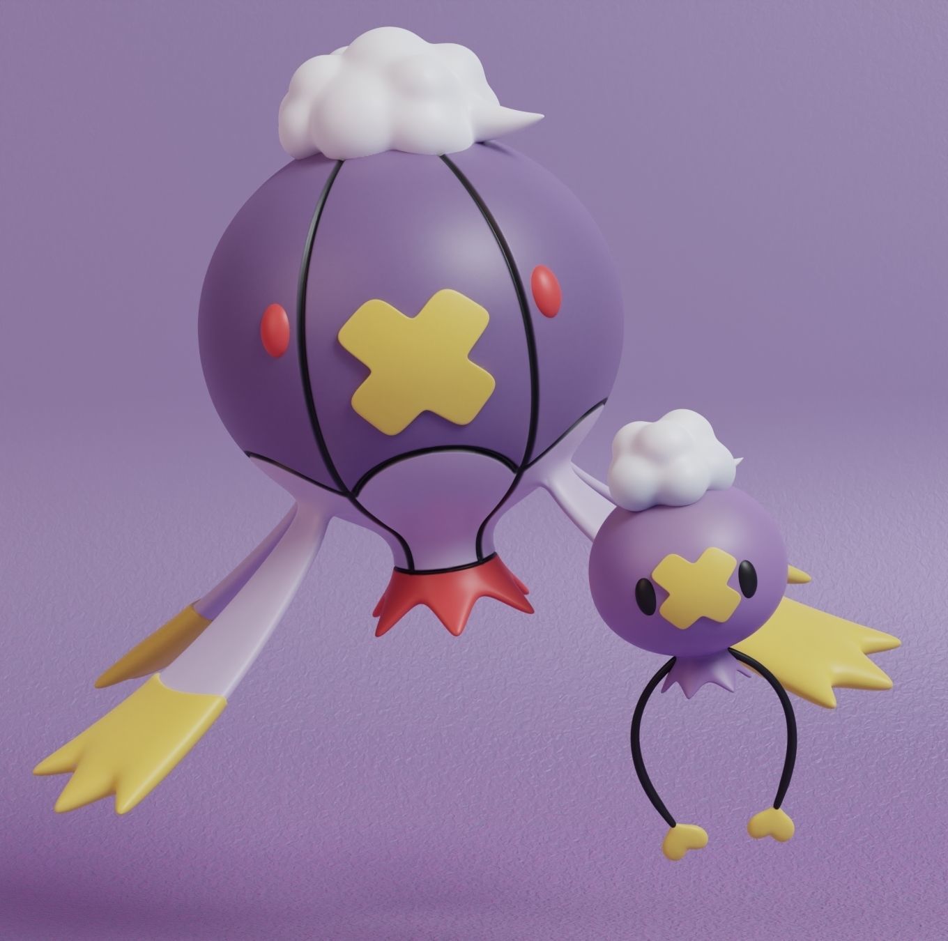 Pokemon - Drifloon and Drifblim with 2 poses 3D model 3D printable | CGTrader
