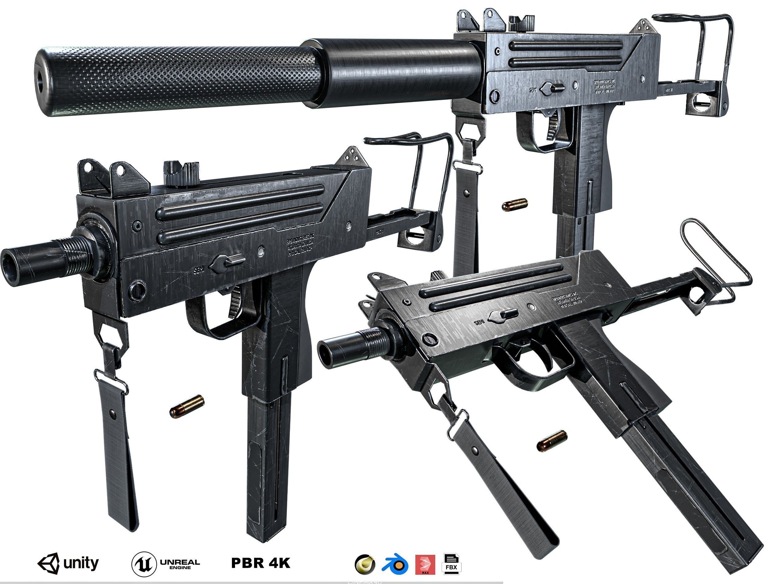 3D model MAC 11 SMG PACK VR / AR / low-poly | CGTrader