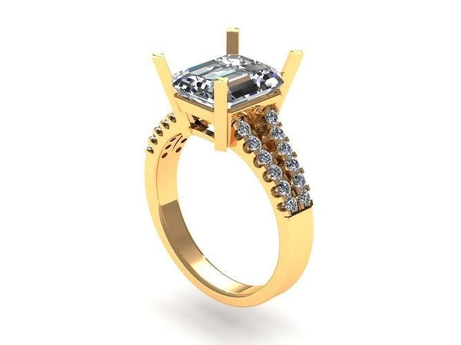 Emerald Pav Set Diamond Ring 3D model 3D printable | CGTrader