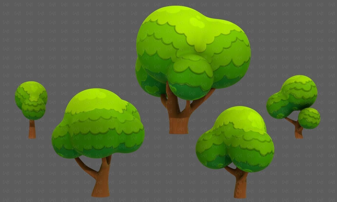 3D model Trees Cartoon V49 VR / AR / low-poly | CGTrader