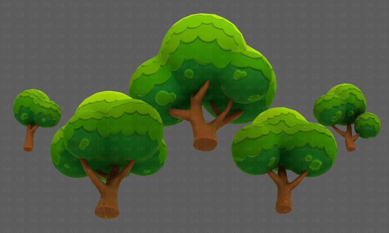 3D model Trees Cartoon V49 VR / AR / low-poly | CGTrader