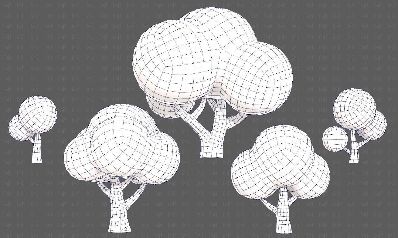 3D model Trees Cartoon V49 VR / AR / low-poly | CGTrader