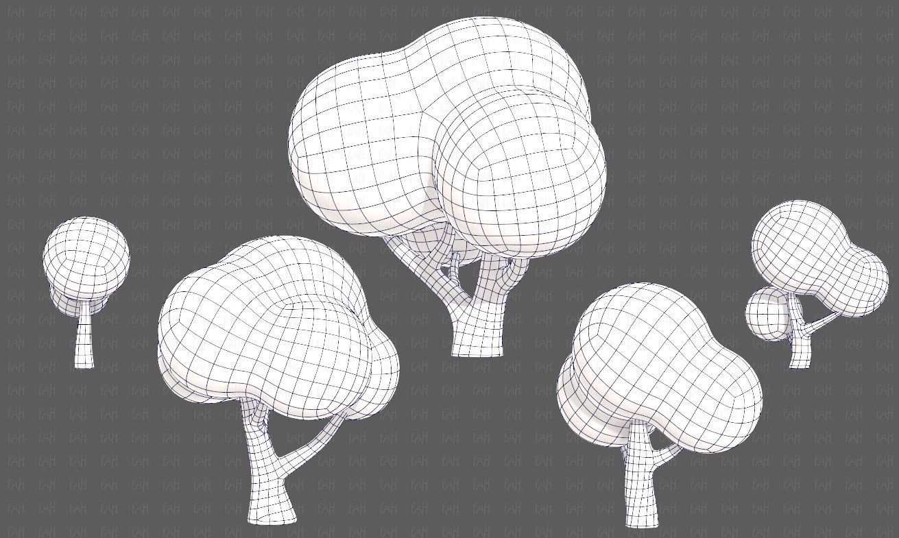 3D model Trees Cartoon V49 VR / AR / low-poly | CGTrader