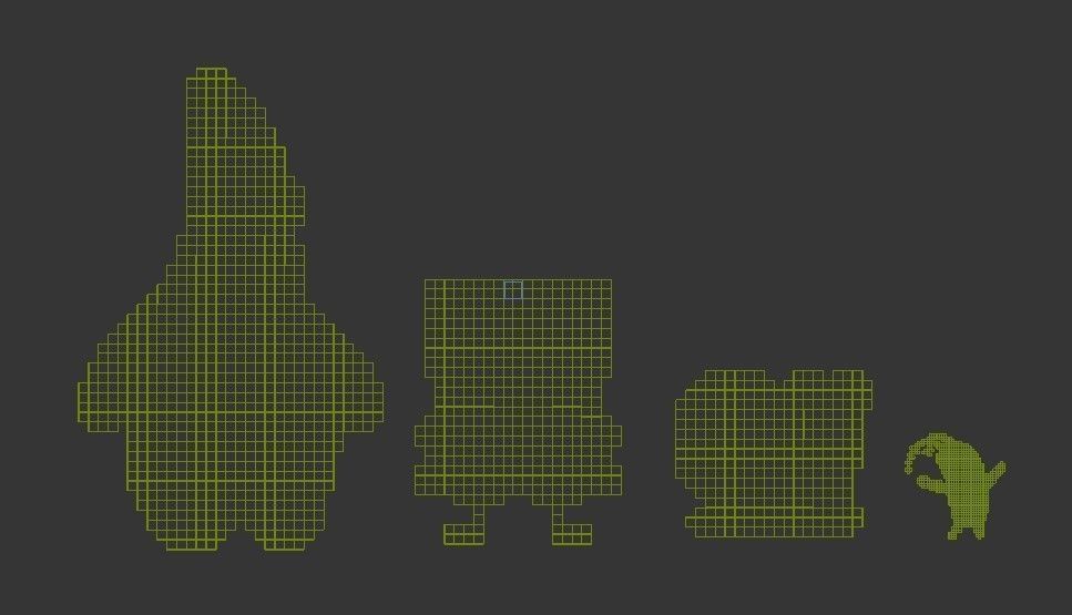 Sponge Bob Characters Pixel 3ds Max 3D model | CGTrader