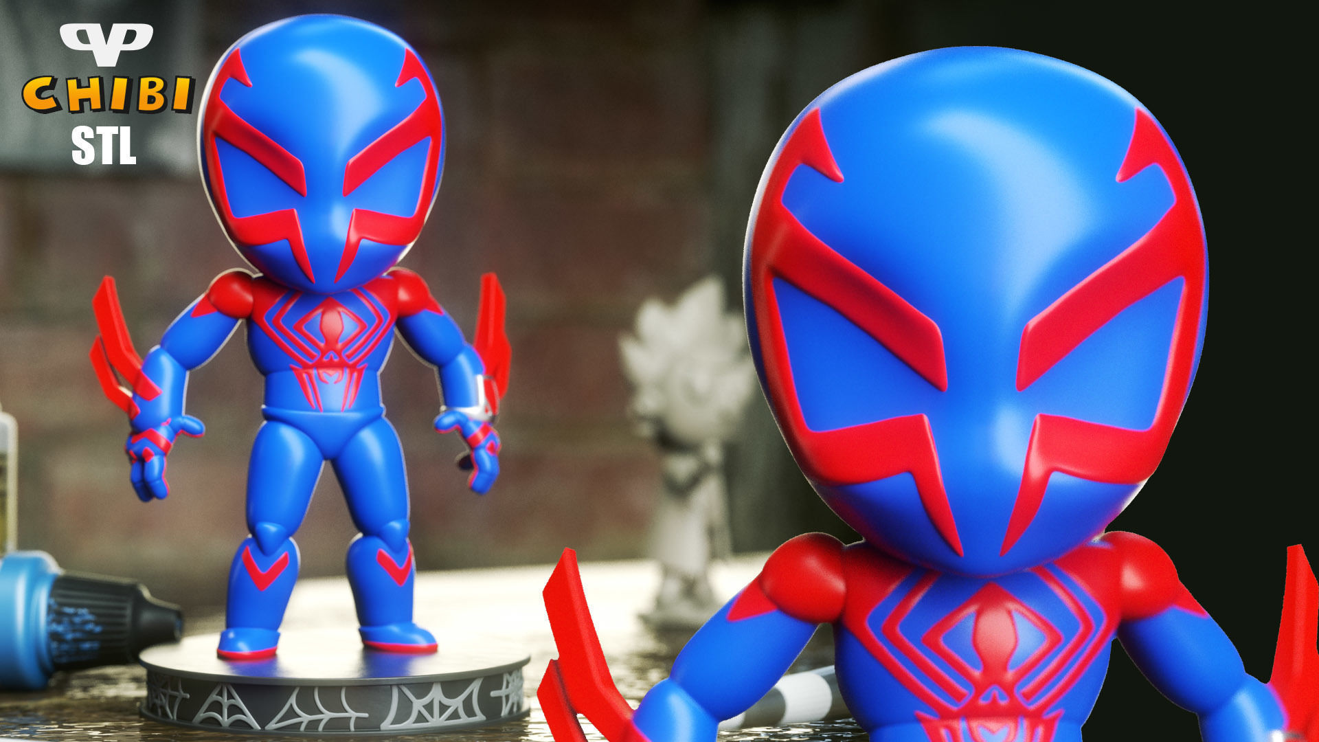 Spider-Man 2099 Chibi STL for 3D Printing ChibiSTL 3DXM 3D model 3D ...