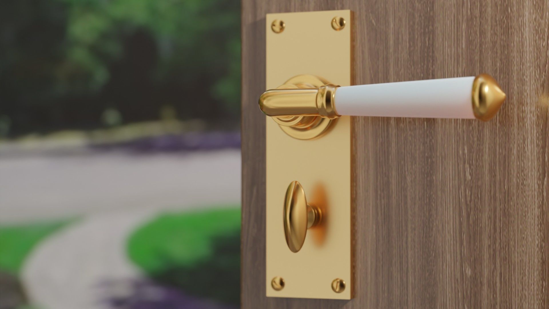 Lever External Wooden Door Lockset free 3D model | CGTrader