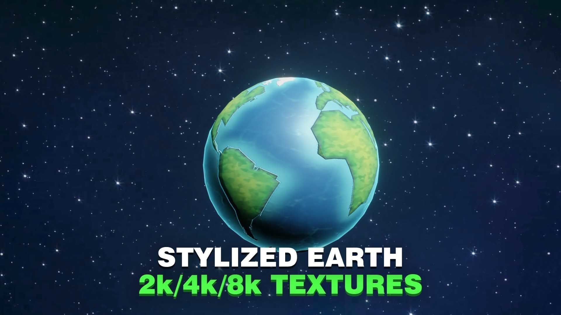 3D model Stylized Planet Earth 3D Model 2k 4k 8k Textures VR / AR / low ...