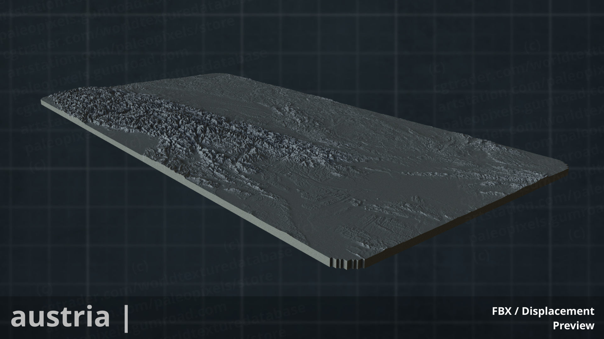 Austria FBX 3D printable mesh High resolution Maps and masks 3D model ...
