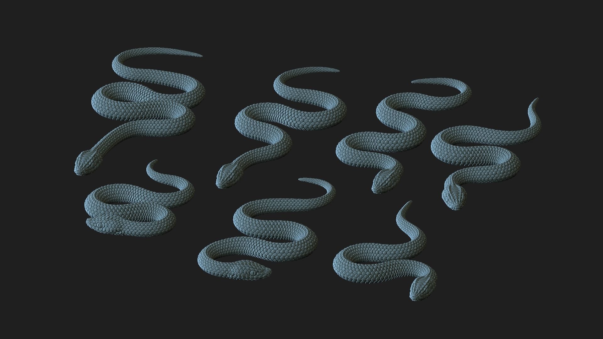 several snakes 3D model 3D printable | CGTrader