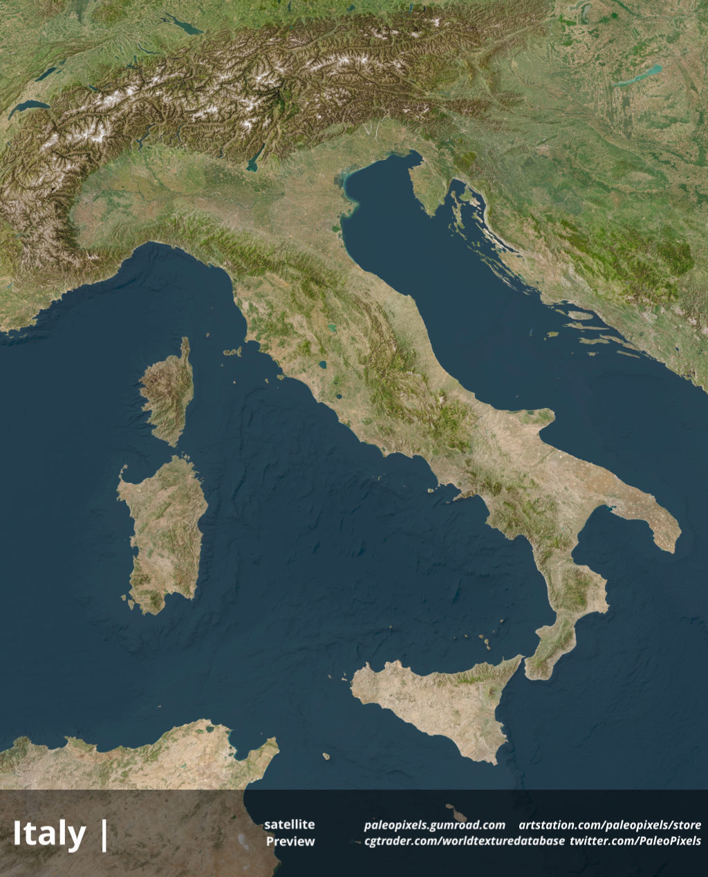 Italy Satellite High resolution Maps and masks Texture | CGTrader
