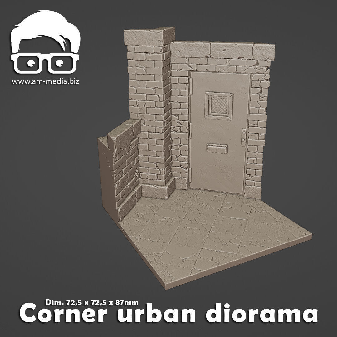 DIORAMA BASE MODERN URBAN CORNER 1-35 SCALE MINIATURE SCENERY 3D model ...