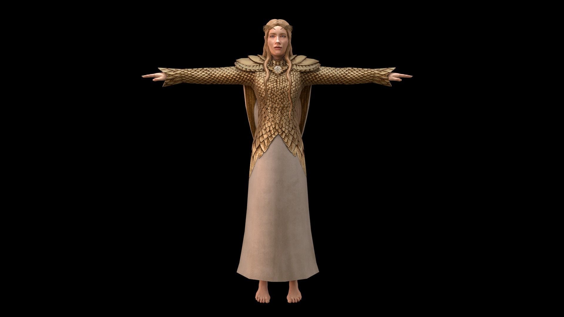 3D model Galadriel in Golden Armour VR / AR / low-poly | CGTrader