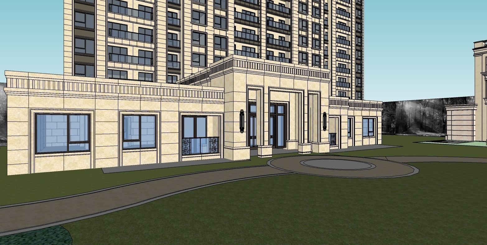 Residential Building Landscape Sketchup Model 3D model | CGTrader