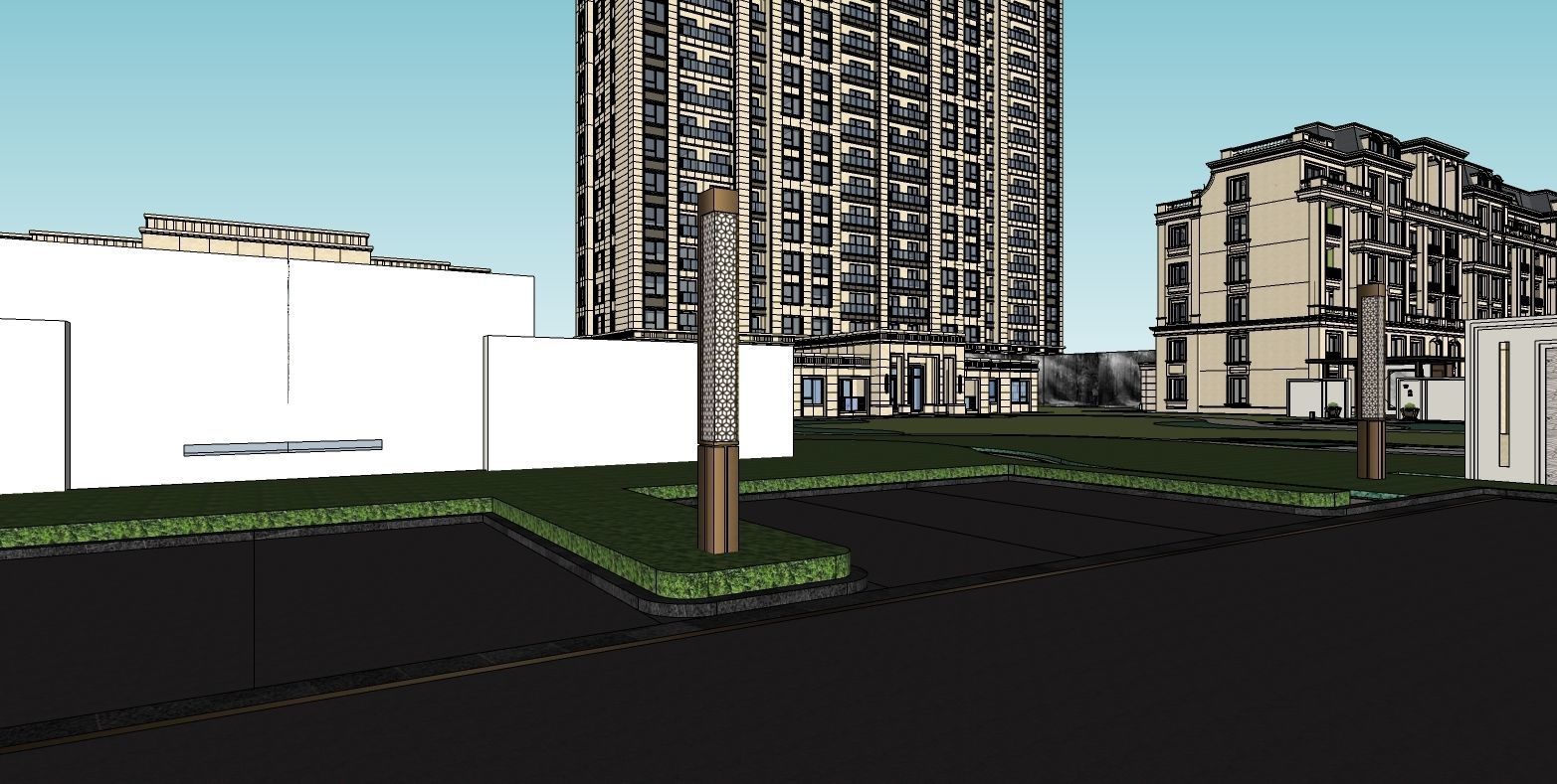 Residential Building Landscape Sketchup Model 3D model | CGTrader