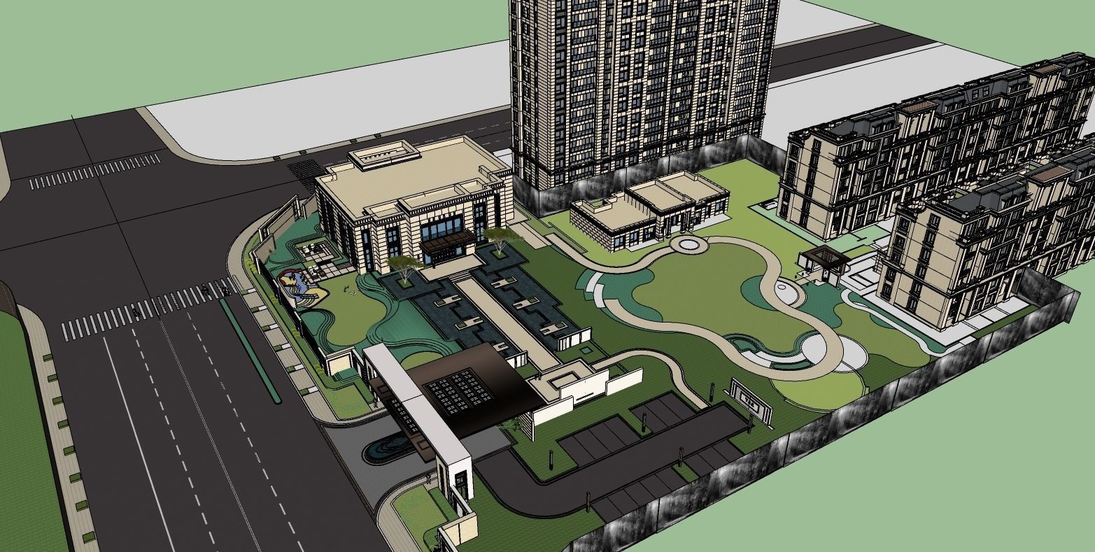 Residential Building Landscape Sketchup Model 3D model | CGTrader