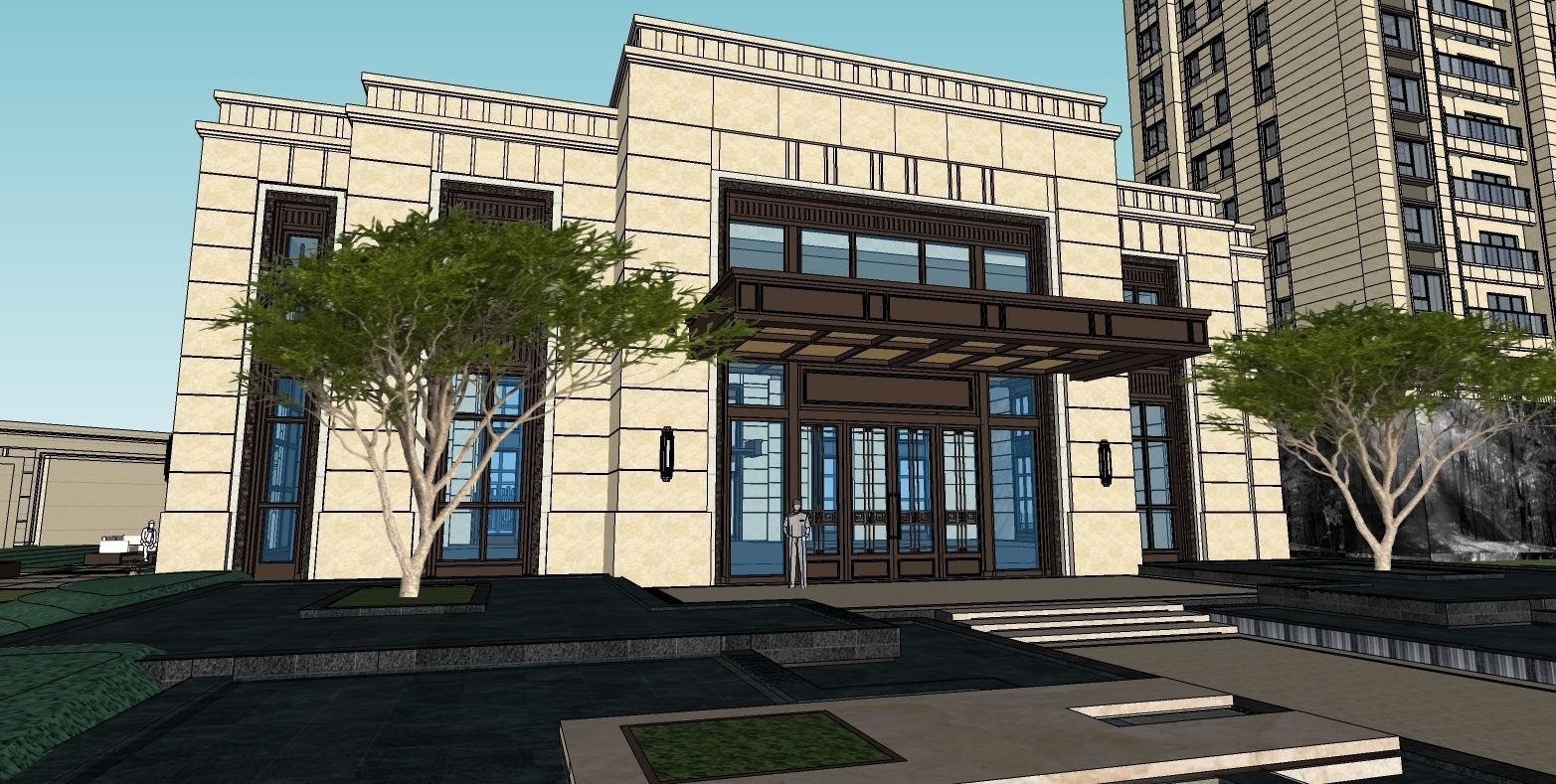 Residential Building Landscape Sketchup Model 3D model | CGTrader