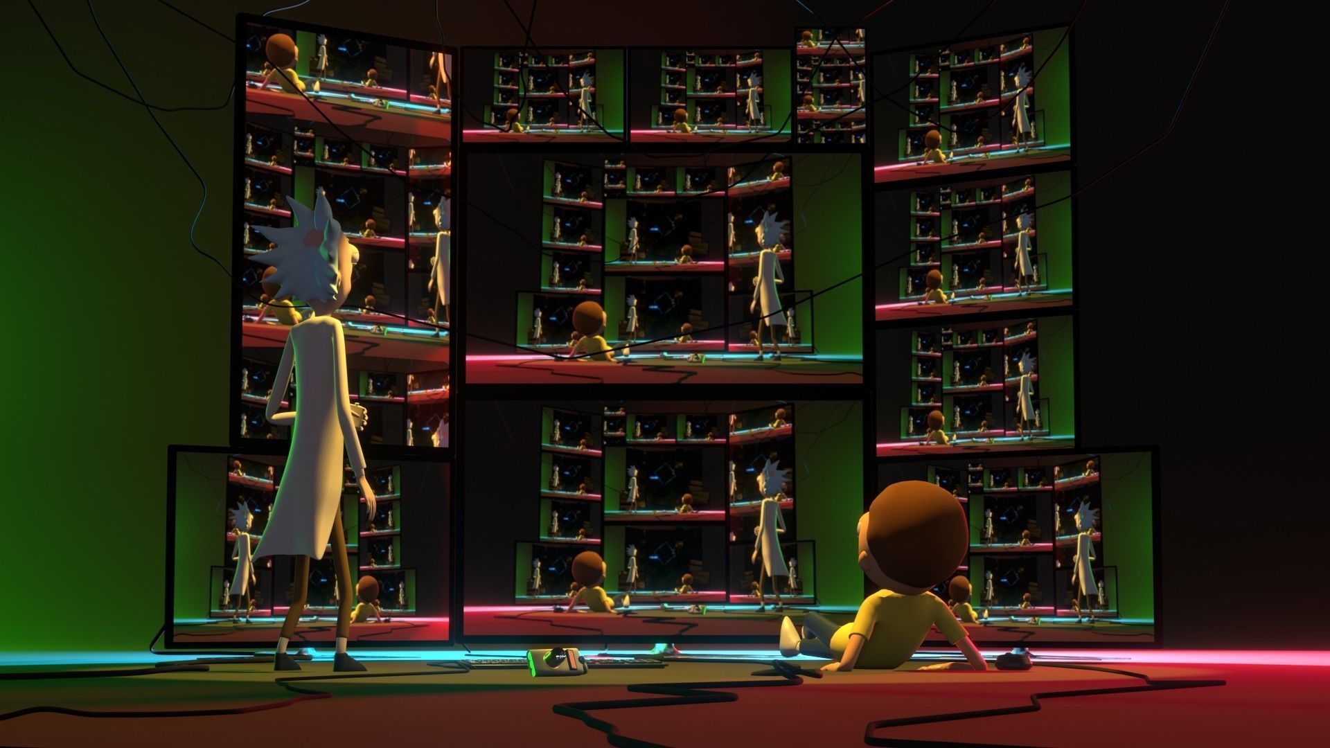 3D model rick and morty look at rick and morty VR / AR / low-poly ...