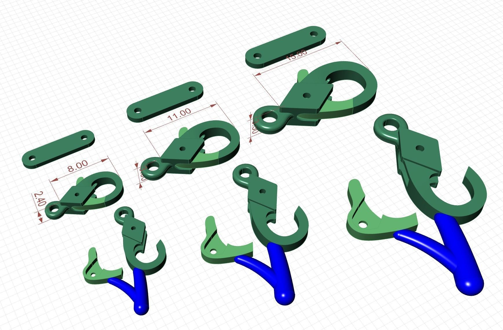 Jewelry rhombus lock Carbine fastener Lobster shaped hook 3D model 3D ...