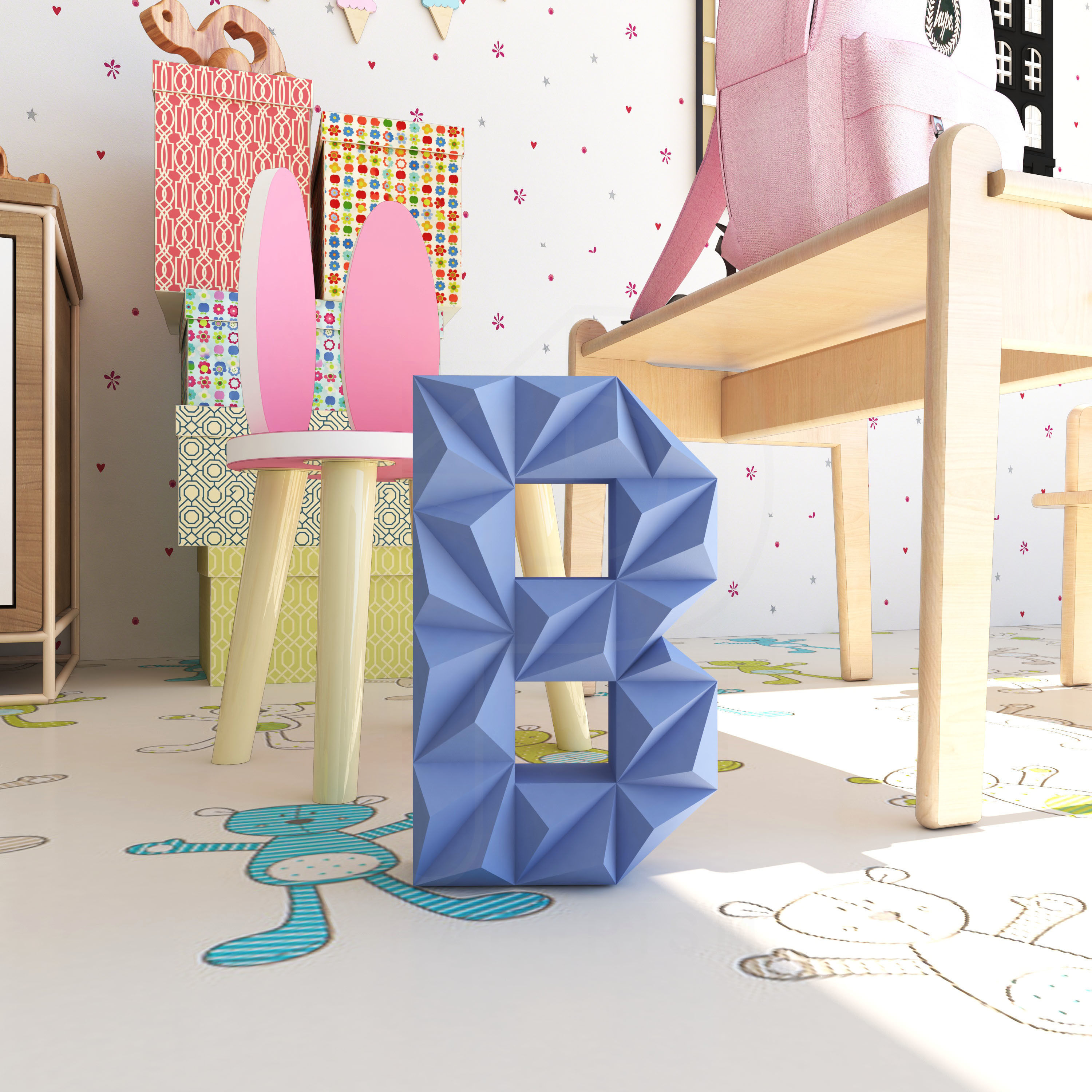Low poly origami geometric 3d letter ready to print 3D model 3D model ...