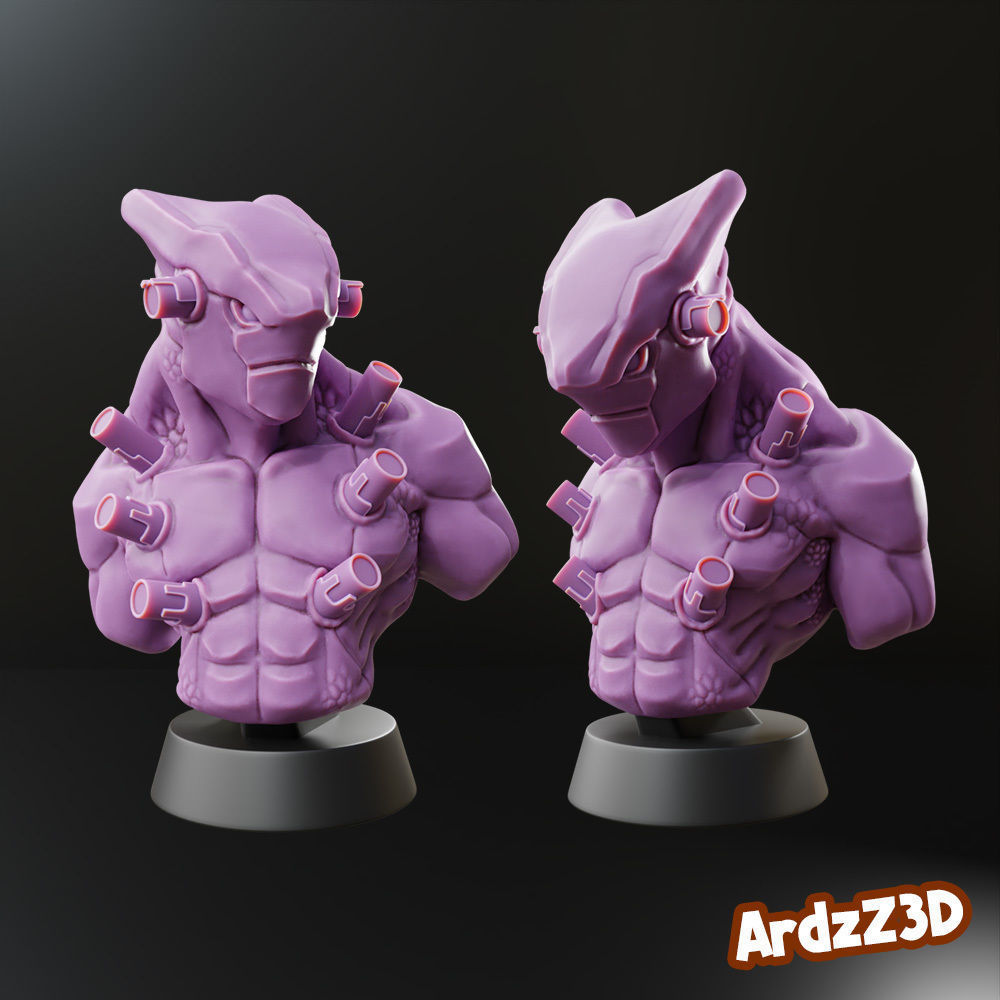 Alien Scaly Monster Sharkman Bust 3D model 3D printable | CGTrader