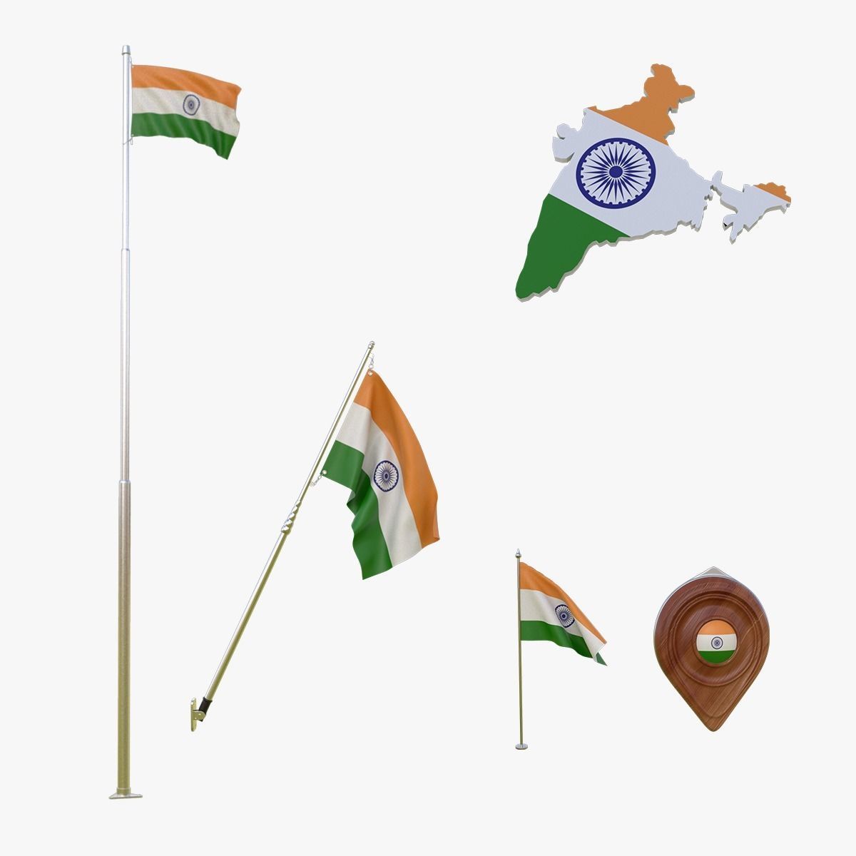 India Flags Collection 3D model animated | CGTrader