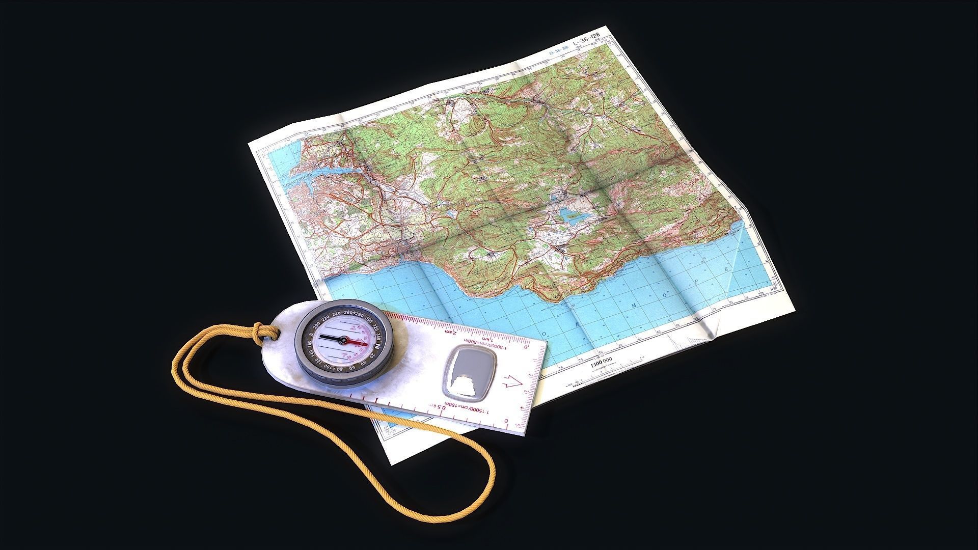 3D model Map and Compas VR / AR / low-poly | CGTrader