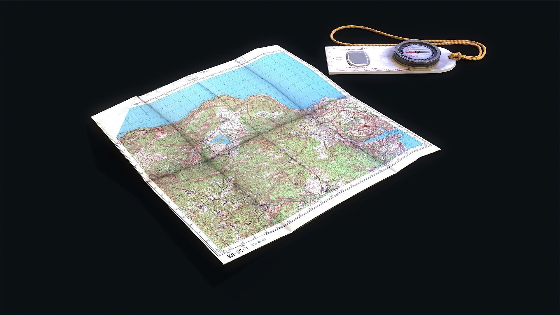 3D model Map and Compas VR / AR / low-poly | CGTrader