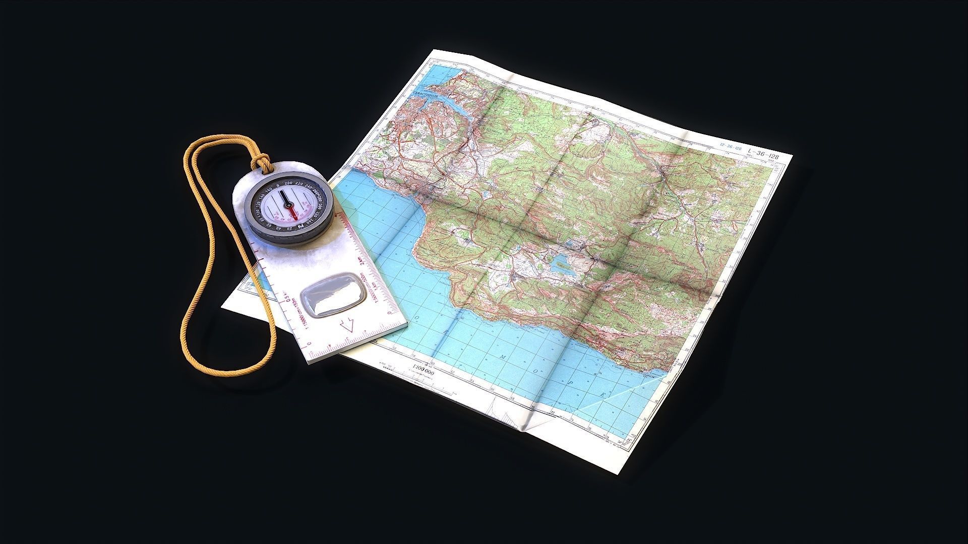 3D model Map and Compas VR / AR / low-poly | CGTrader