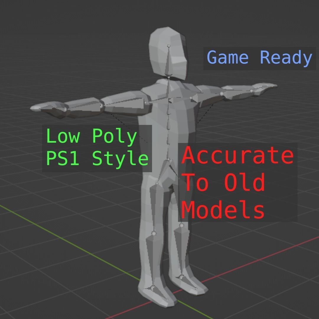 PS1 Humanoid Base Model free VR / AR / low-poly 3D model rigged | CGTrader