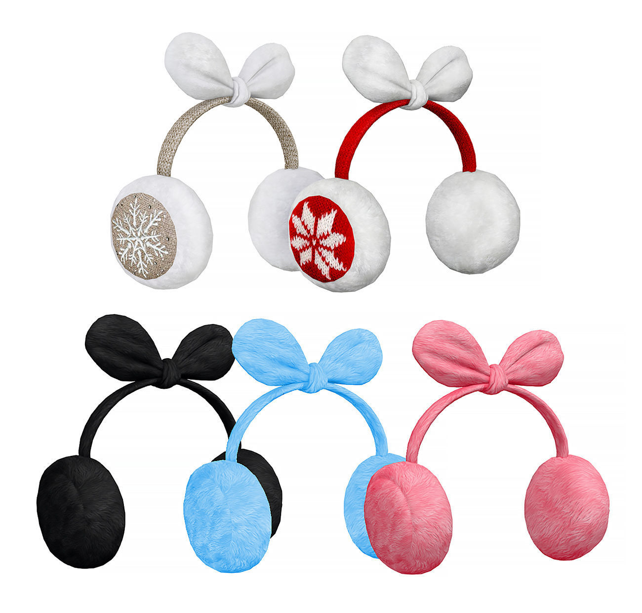 3D model Ear Puffs with Bow VR / AR / low-poly | CGTrader