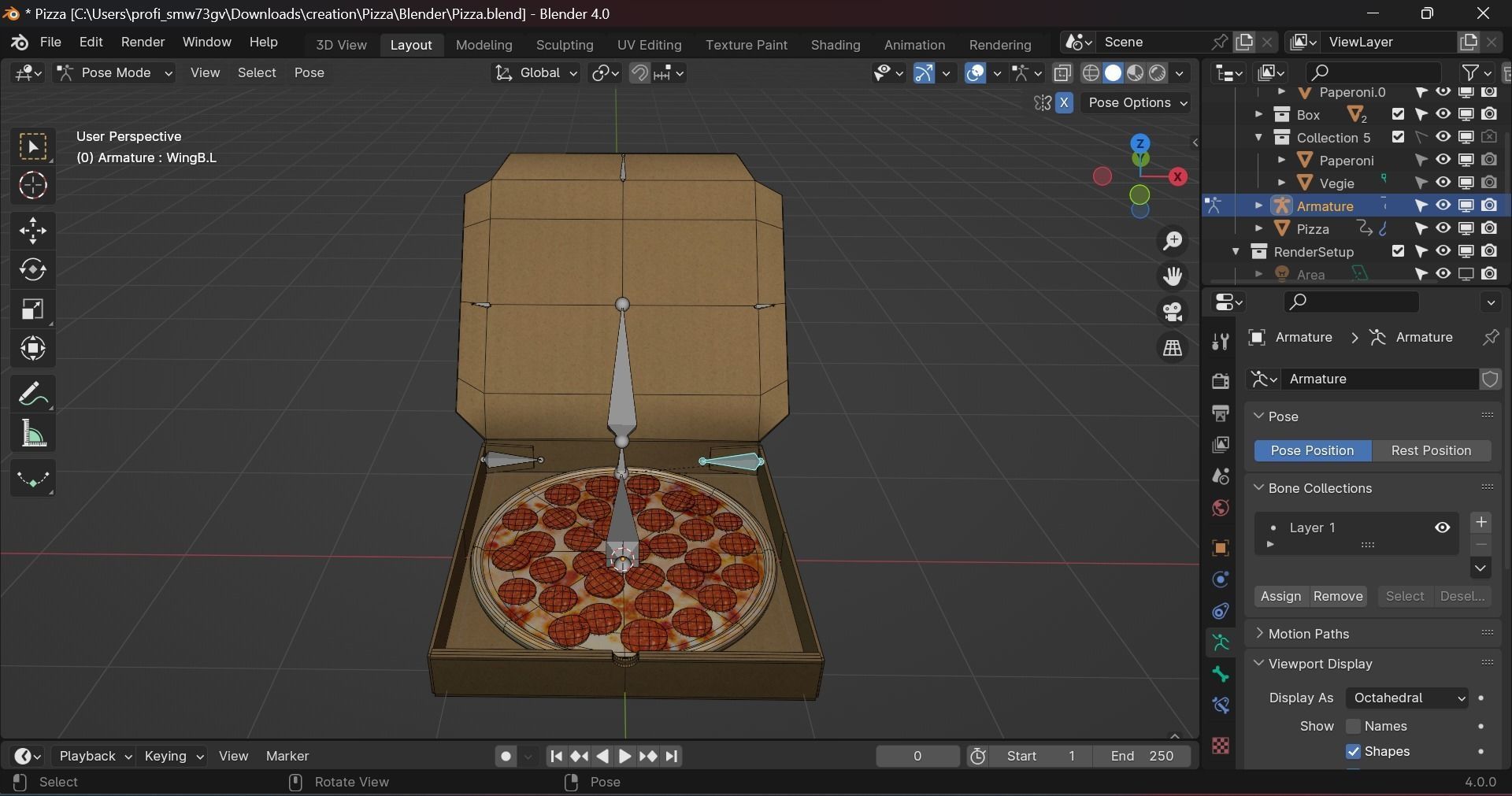 Pizza free VR / AR / low-poly 3D model animated rigged | CGTrader